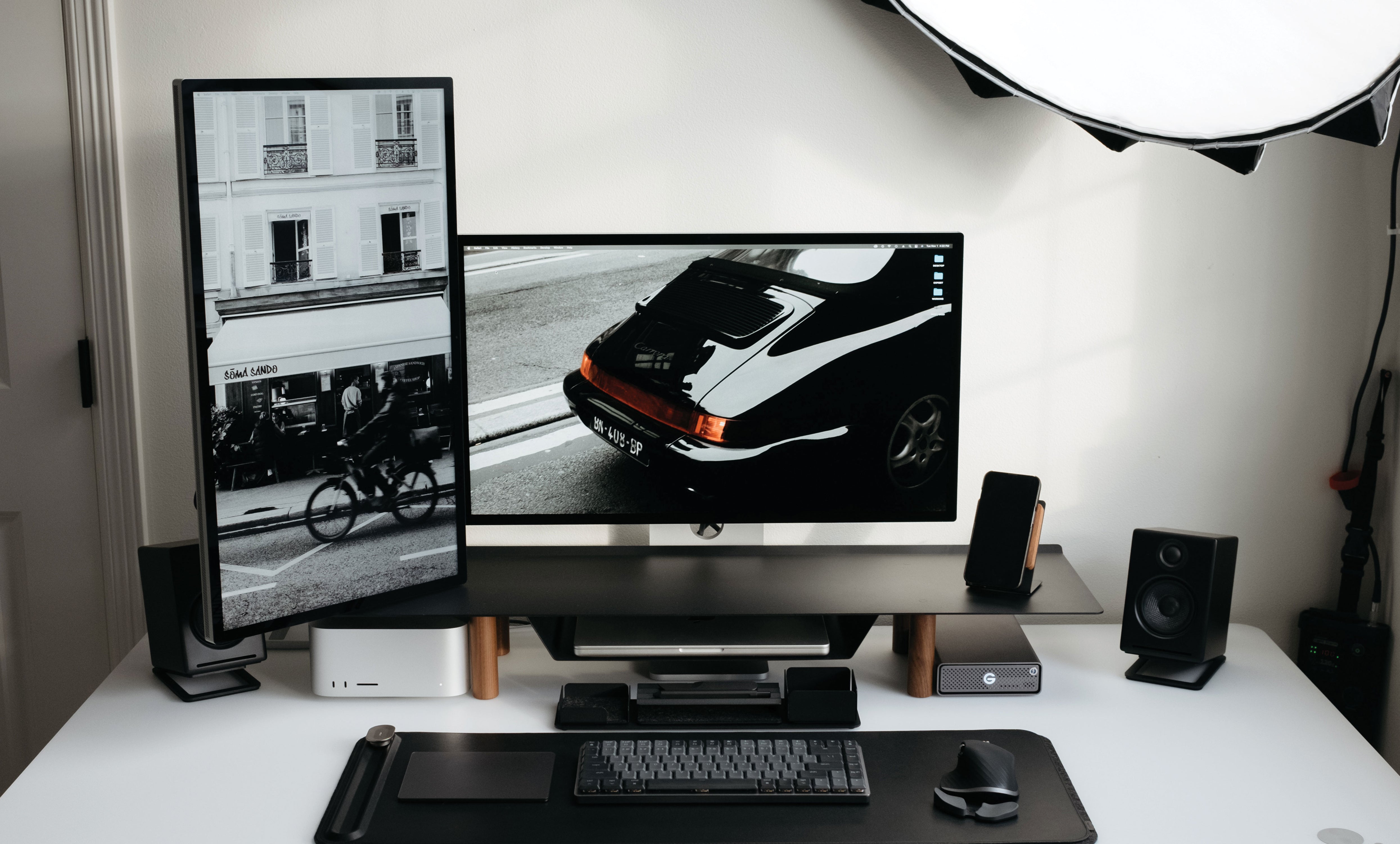 Gather Large Monitor Stand (Black/Walnut) – Ugmonk
