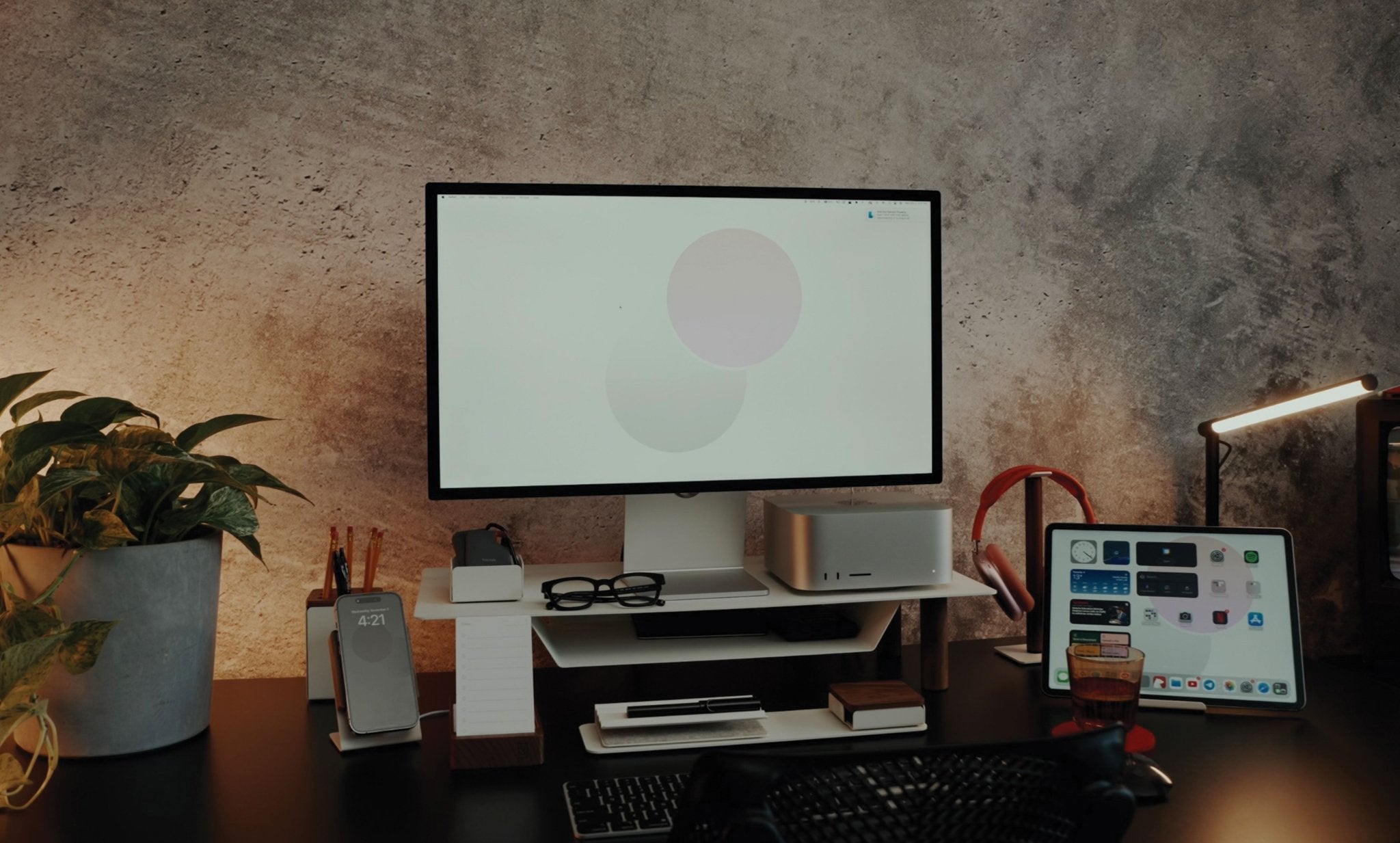 Gather Small Monitor Stand (White/Walnut) – Ugmonk